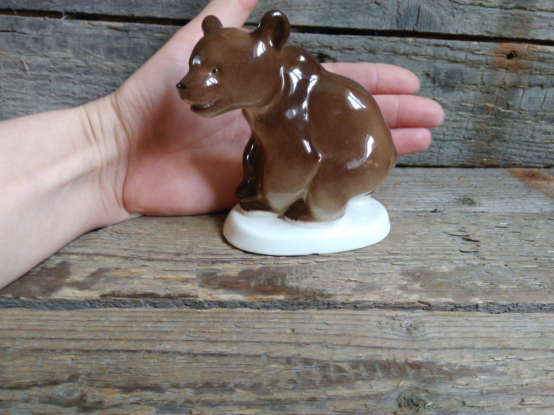 Bear Vintage Porcelain Figurine, Ceramic Bear Statue, Small Bear ...