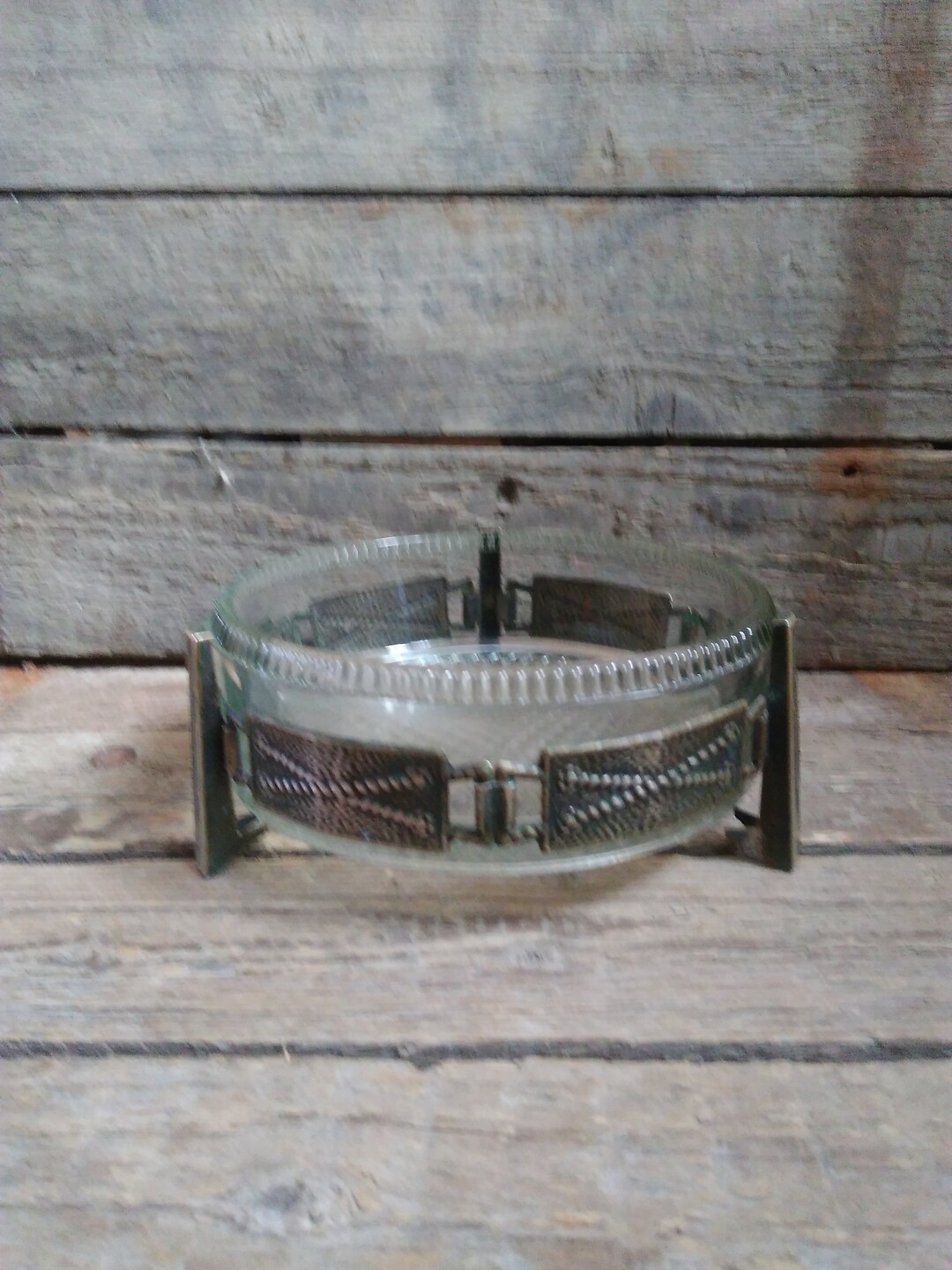 Vintage USSR Glass Candy Dish With Metal Stand, Mid-century Soviet ...