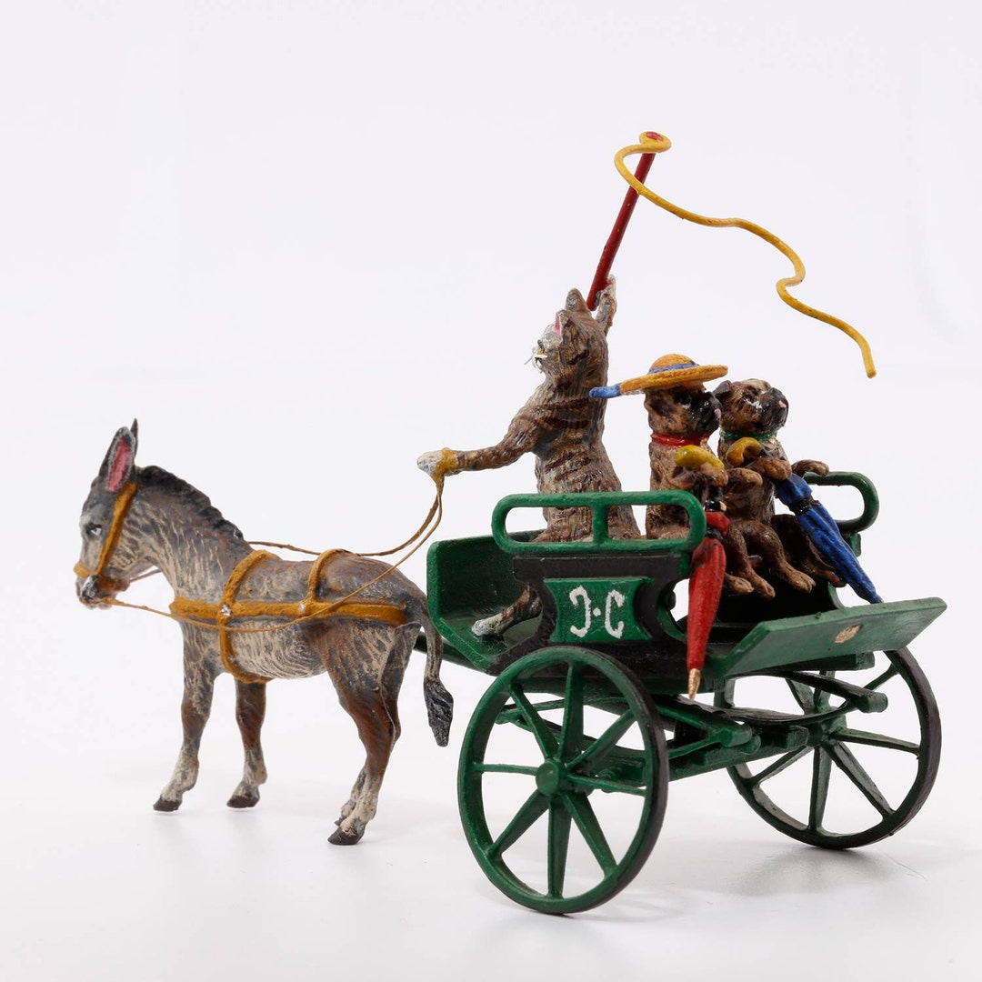 Cat /pugs in Carriage • W 9400 • Fritz Bermann® • Vienna Bronzes Since ...
