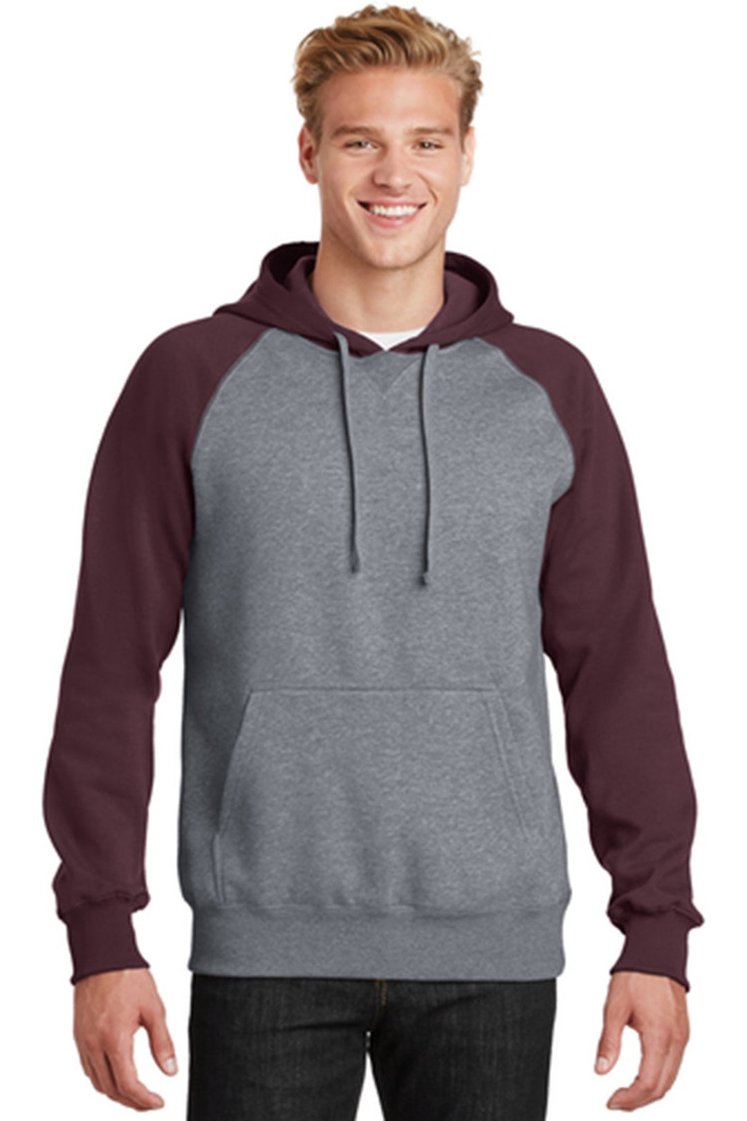 Custom Printed Raglan Colorblock Pullover Hooded Sweatshirt, Your Logo ...