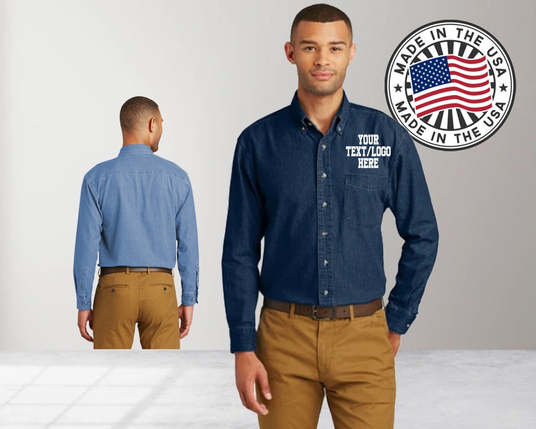 Custom Wholesale Long Sleeve Denim Shirt / Mens Denim Shirt ...
