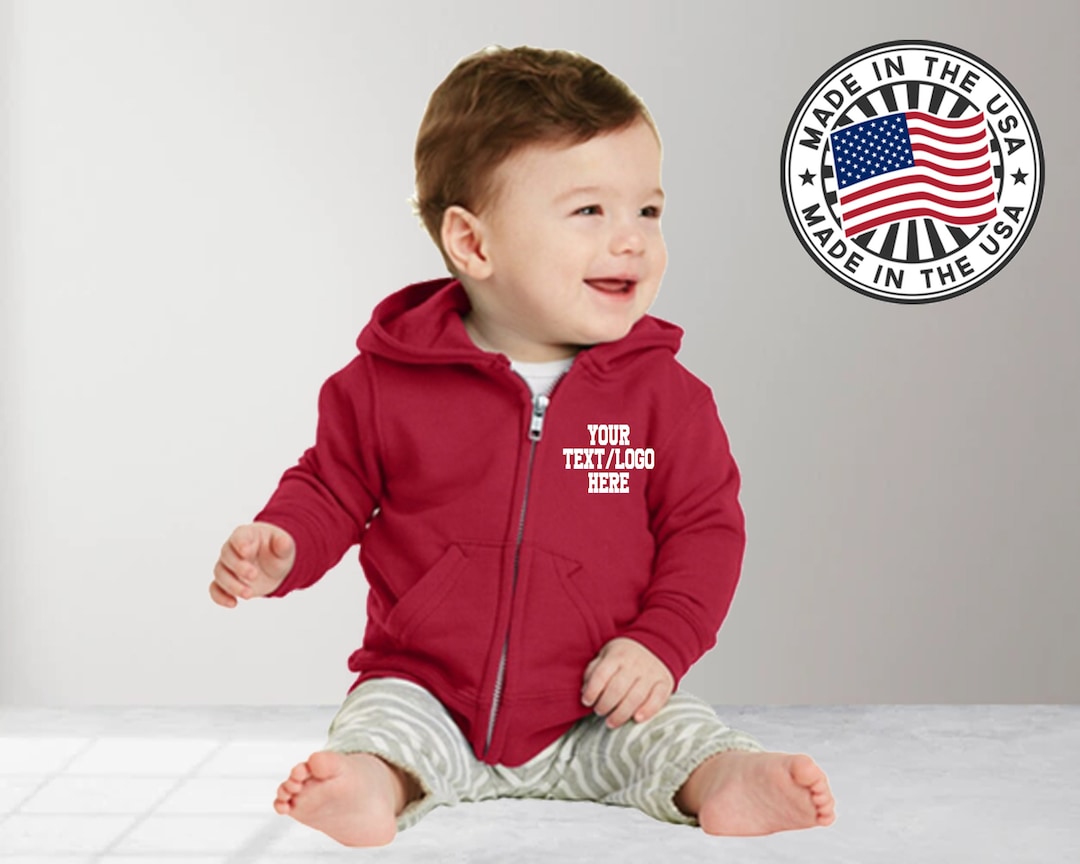 Custom Infant Core Fleece Full-zip Hooded Sweatshirt / Custom Infant ...
