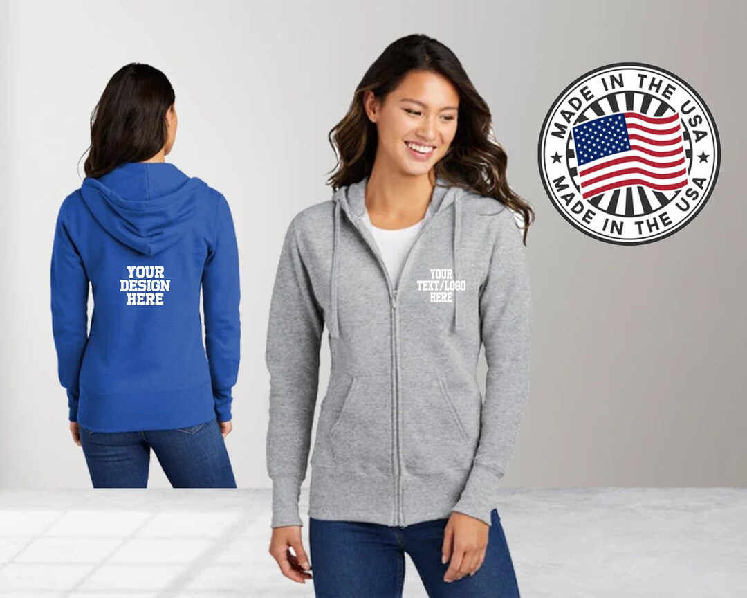 Custom Ladies Core Fleece Full-zip Hooded Sweatshirt / Personalized ...