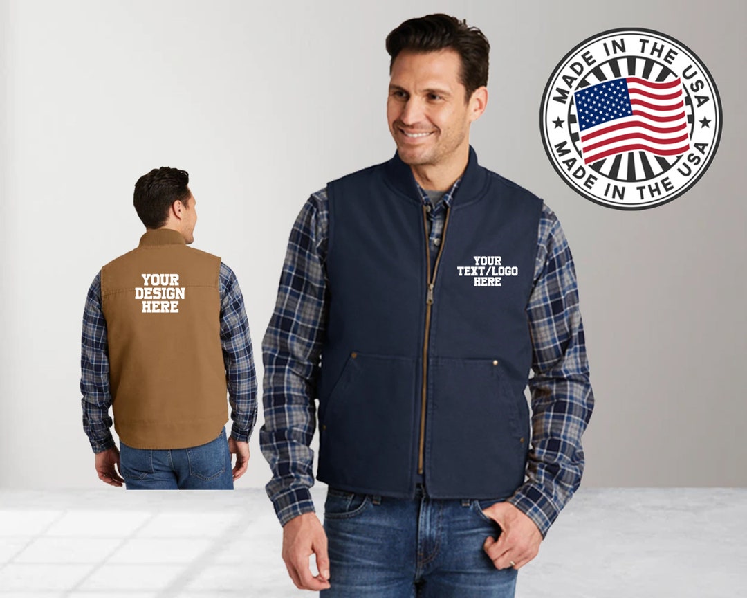 Custom Wholesale Embroidered Washed Duck Cloth Vest / Custom Work Vest ...