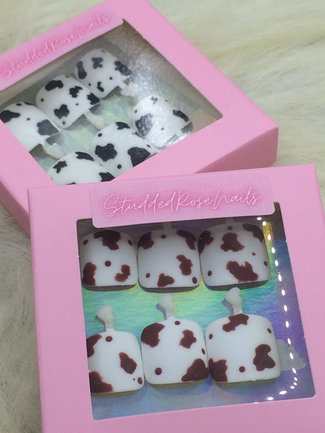 Cow Print Accent Nails | Bundle Packs | Accent Toenails | Press on ...