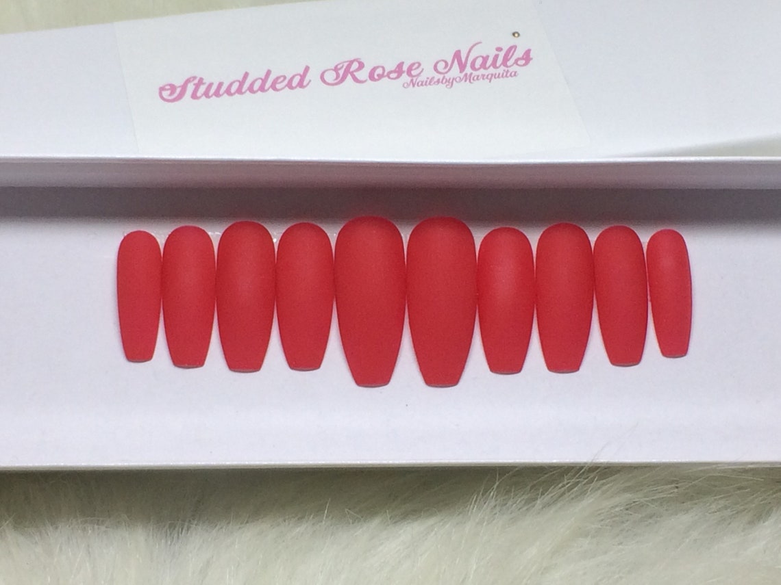 Candy Apple | READY TO SHIP | Matte Nails |coffin Nails | Fake Nails ...