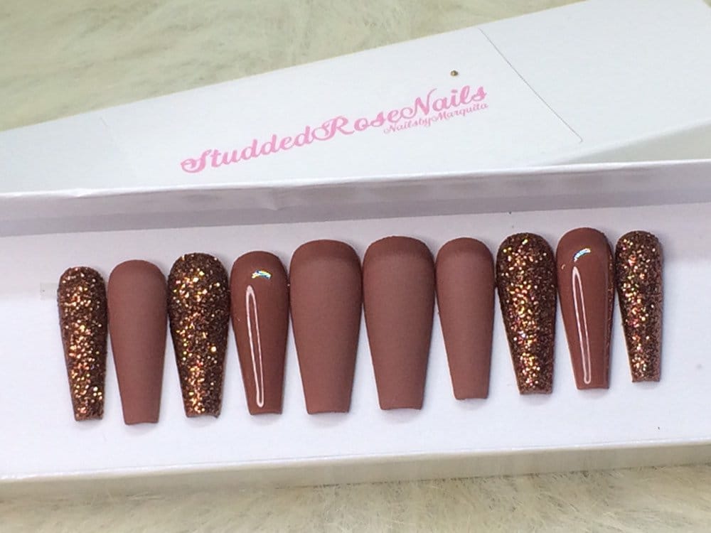 Coffee Bean | Fake Nails | Press on Nails | Any Shape and Size | False ...