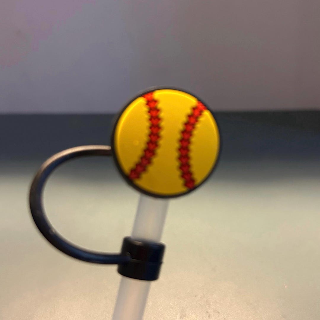 Softball Straw Topper - Etsy