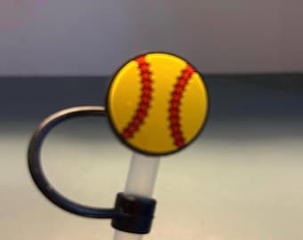 Softball Straw Topper - Etsy