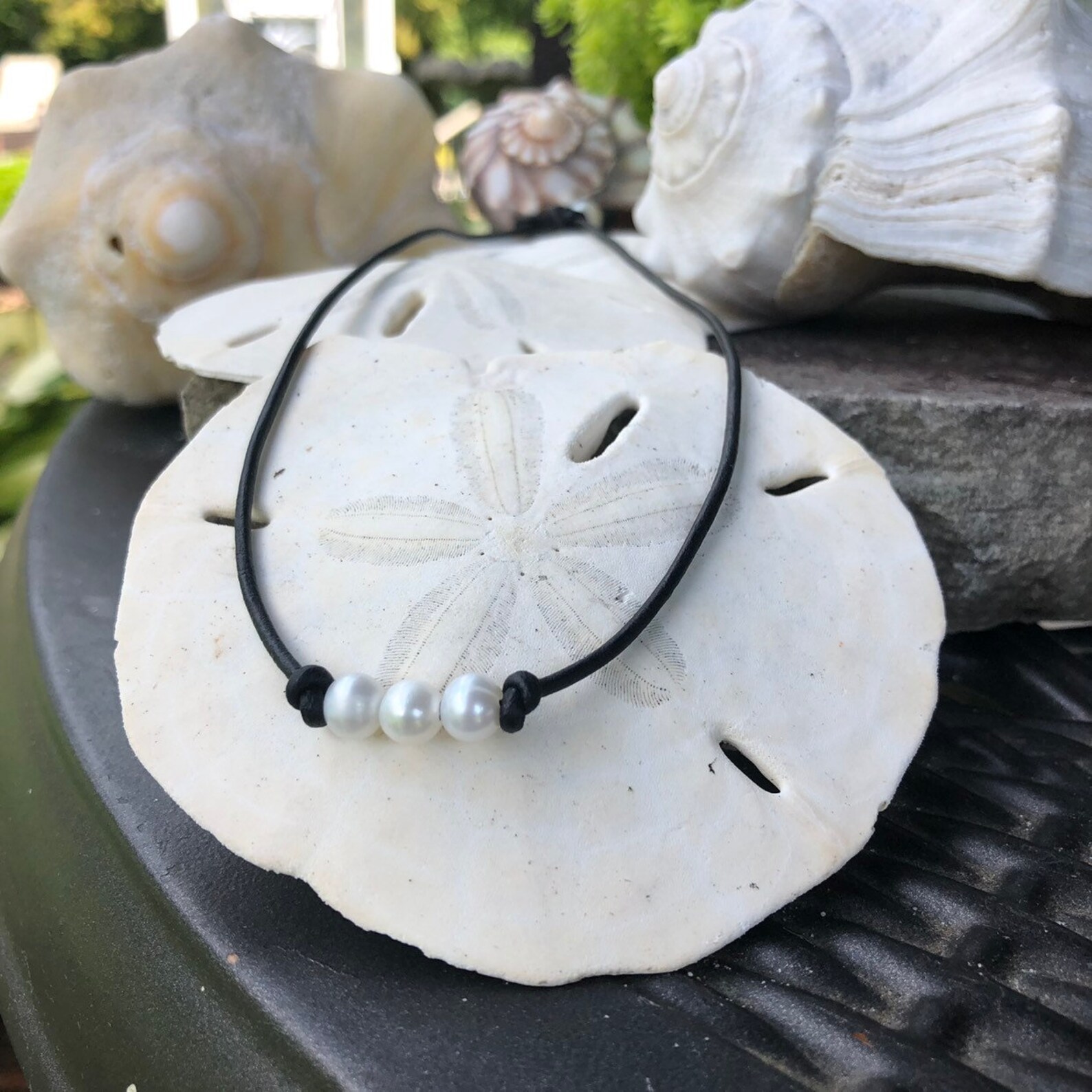 SMALL PEARL CHOKER/ Pearl Leather Choker/ Pearl Choker/ 3 - Etsy