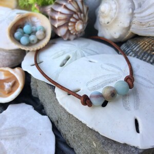 3 AMAZONITE LEATHER BRACELET/ Amazonite Leather Bracelet/ - Etsy