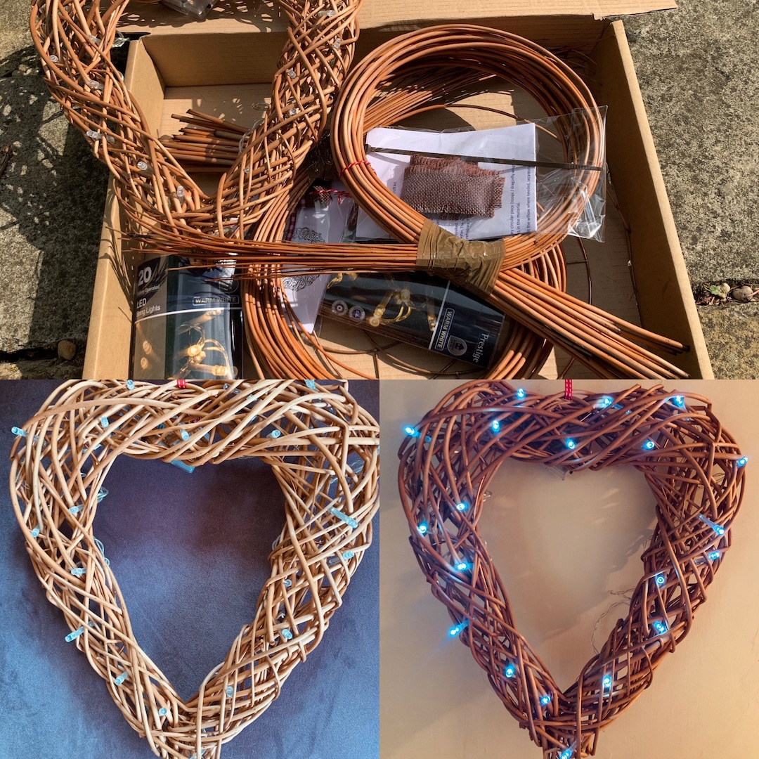 Willow Craft Kit | Make at Home Kit | Willow Heart Wreath With LED ...