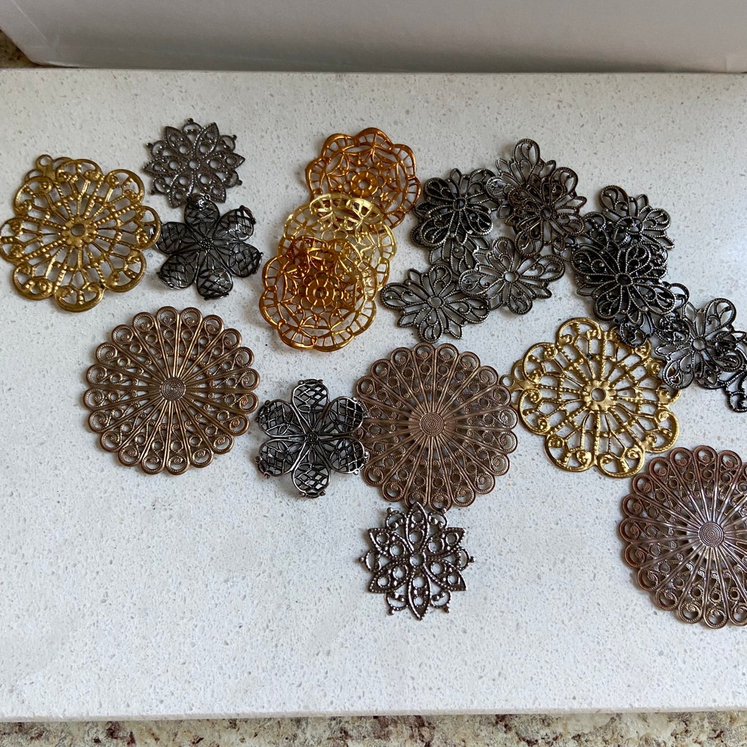 Vintage Brass Stampings Metal Filigree Gold Gun Metal Silver - Etsy
