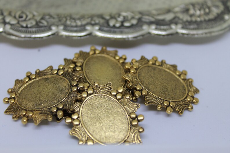 Vintage Bronze Ornate Filigree Flower Portrait Stampings - Etsy