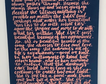 Navy Script Art - Etsy