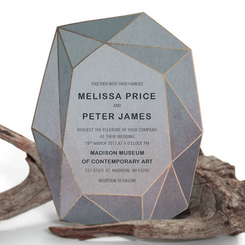 Geometric Luxe Hexagon Wedding Invitation Modern Industrial - Etsy