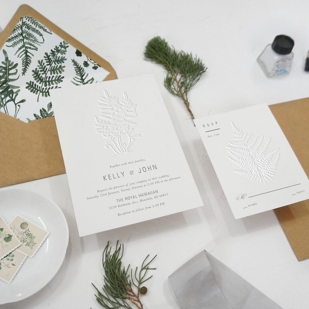 Forest Fern Nature Wedding Invitation, Modern Minimal Invitation Rustic ...