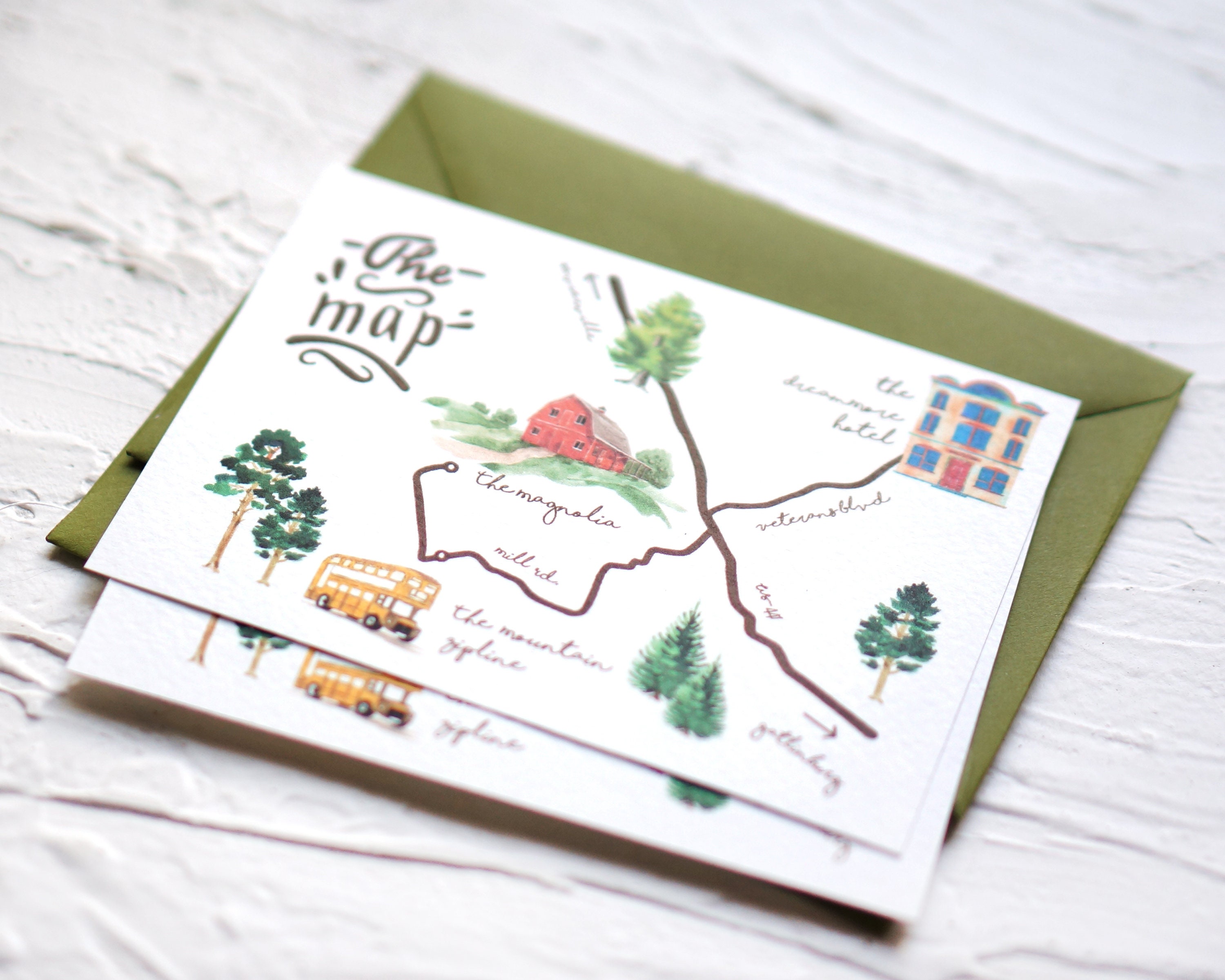 Simple Custom Watercolor Illustration Map Simple Wedding Map - Etsy