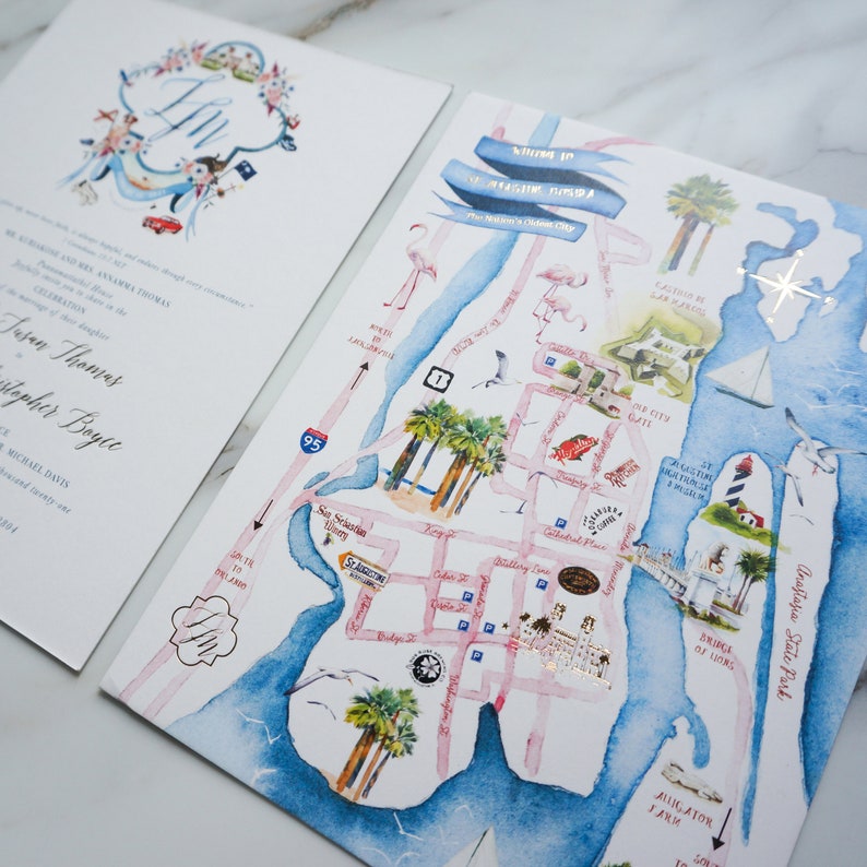 Custom Watercolor Illustration Wedding Invitation Hand-drawn | Etsy