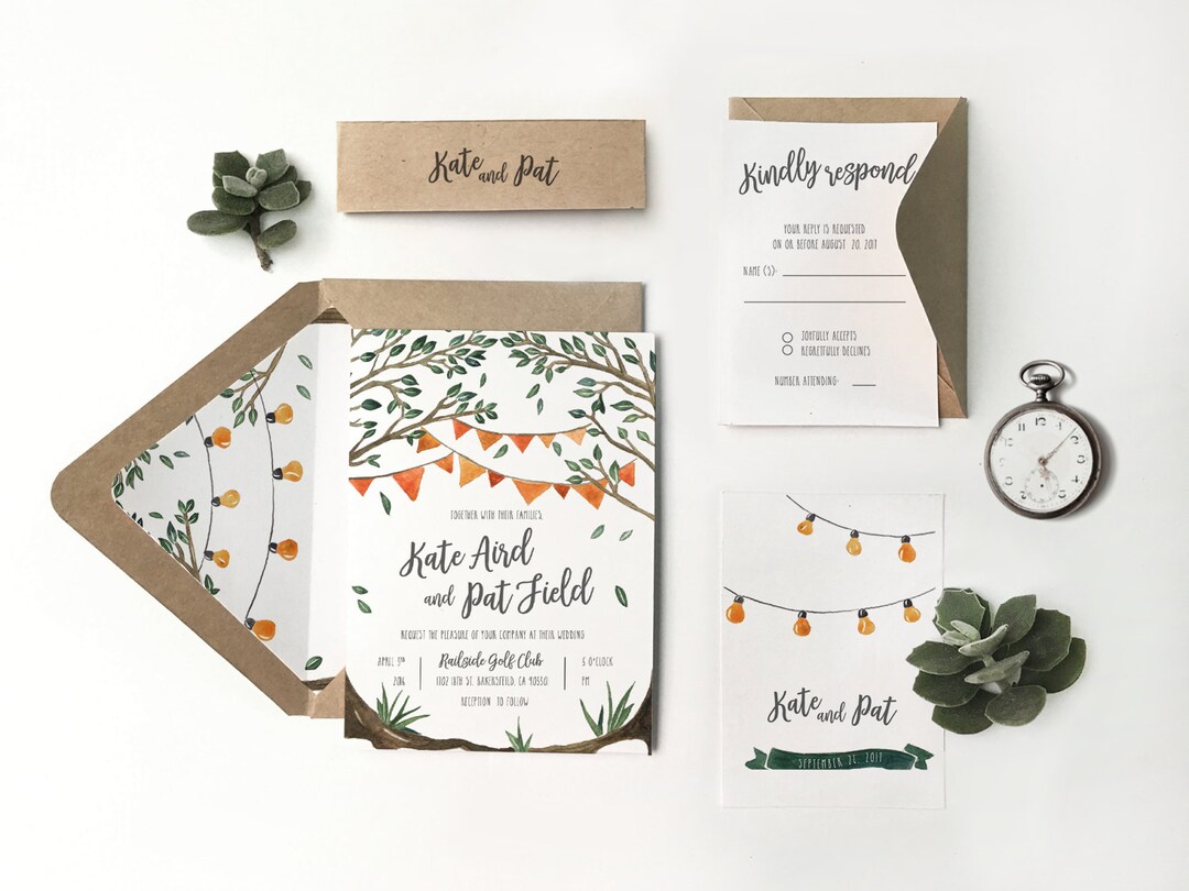 Rustic Farmhouse Barn Wedding Invitation, Summer Courtyard Wedding ...