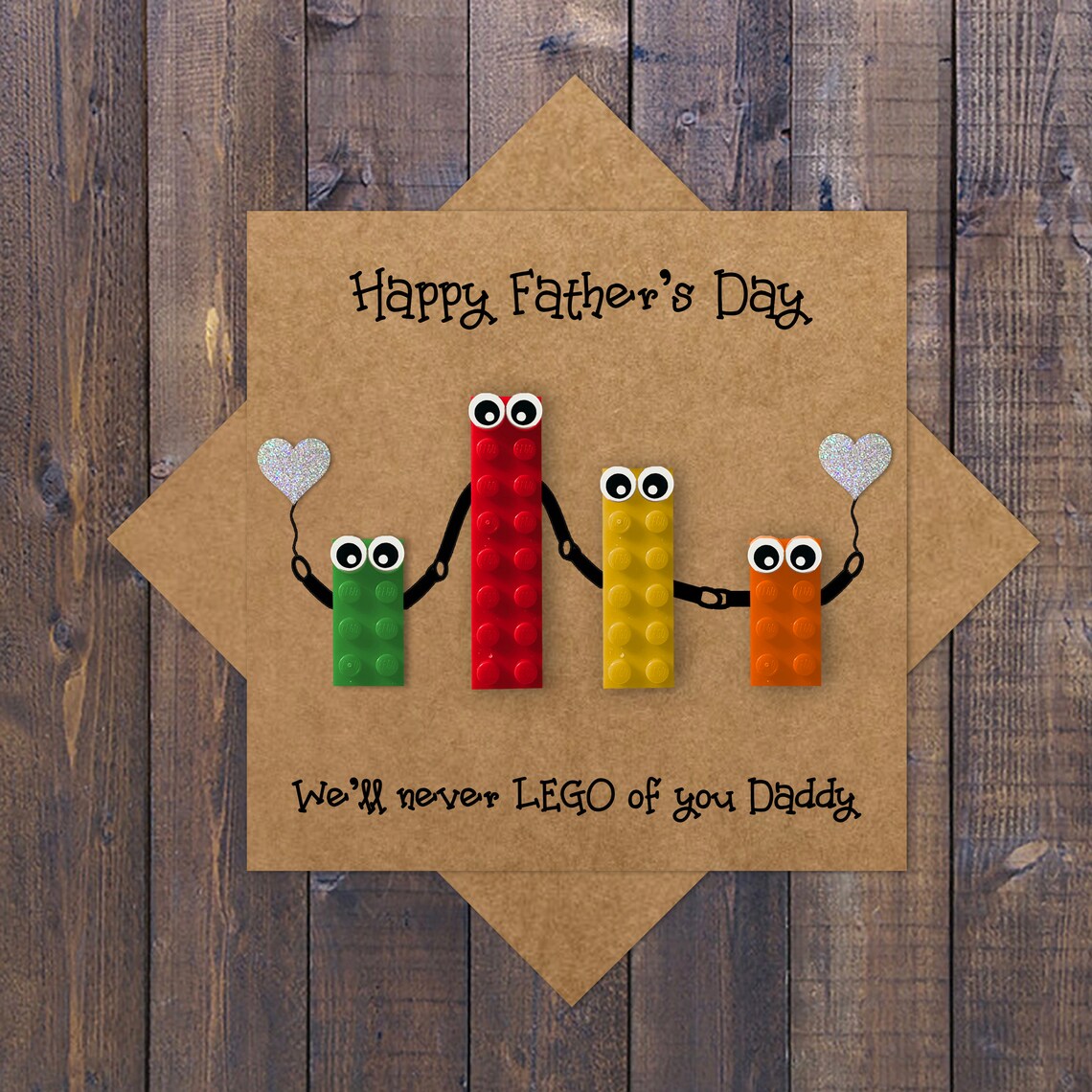 Father's Day Card 3 children Made with genuine LEGO | Etsy