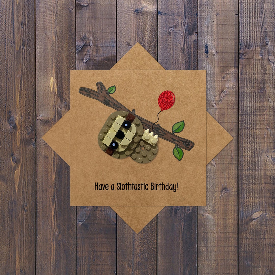 Sloth Birthday Card Made With Genuine LEGO - Etsy