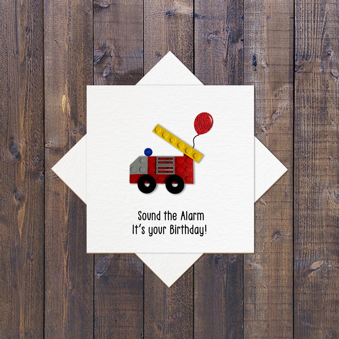 Fire Engine Fire Truck Birthday Card Made With Genuine Lego - Etsy