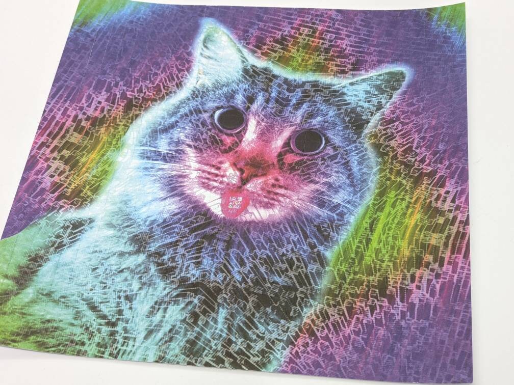 Psychedelic Trippy Kitty Rainbow Blotter Art LSD Art Print | Etsy