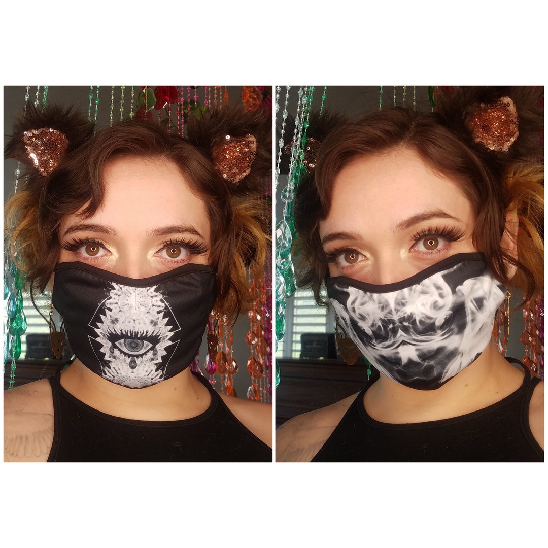 Third Eye Sacred Geometry Face Mask, Black and White Smoke Bandana Mask ...