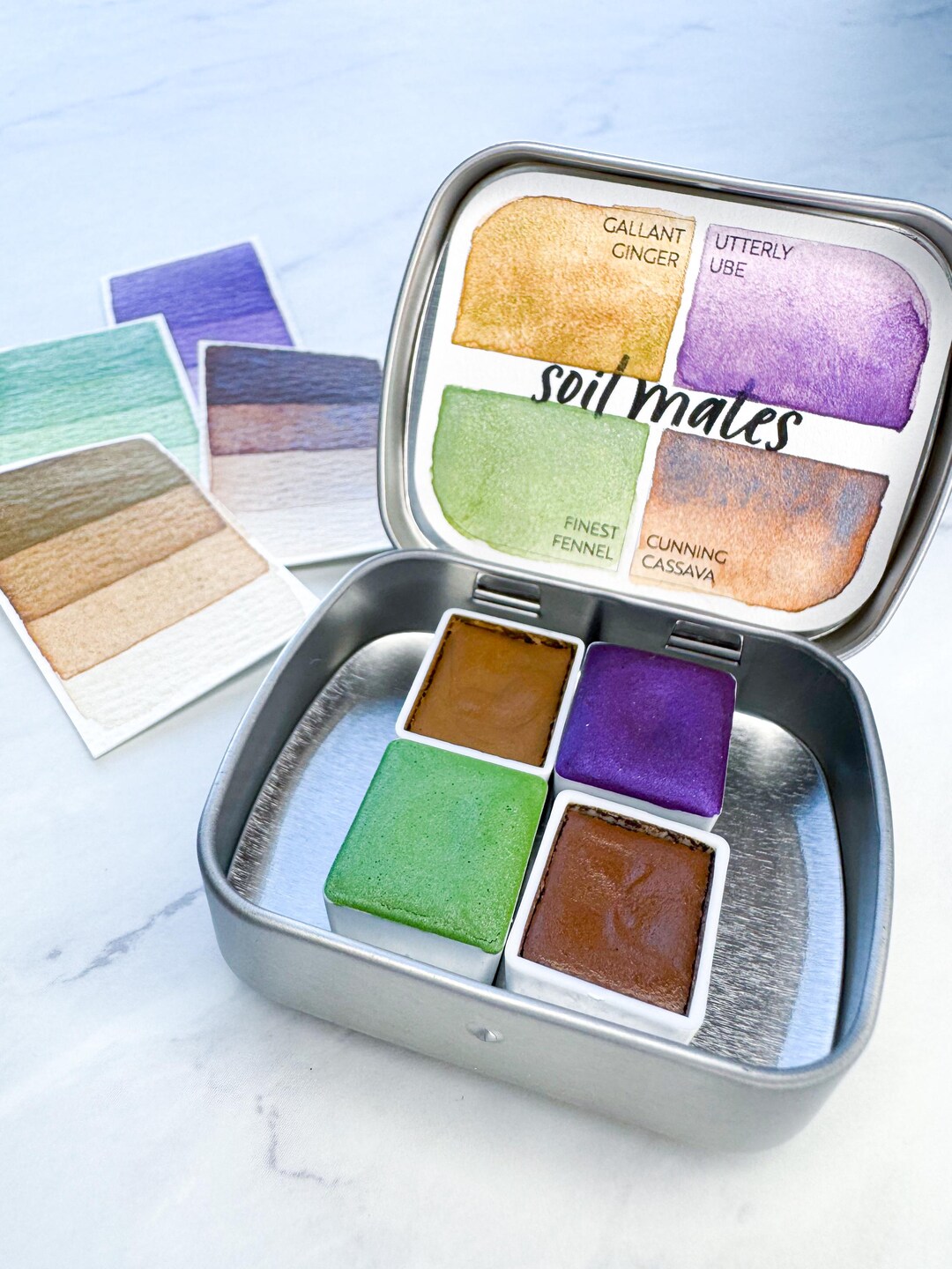 Soil Mates Shimmering Handmade Artist Watercolor Paint Set Half Pan Set ...