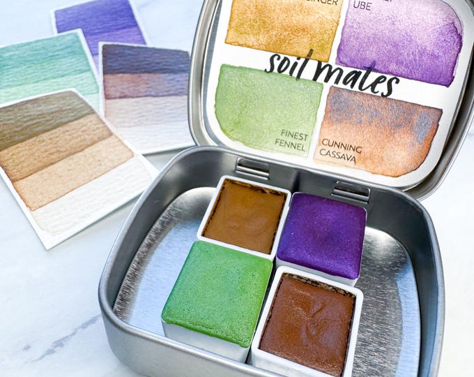 Soil Mates Shimmering Handmade Artist Watercolor Paint Set Half Pan Set ...