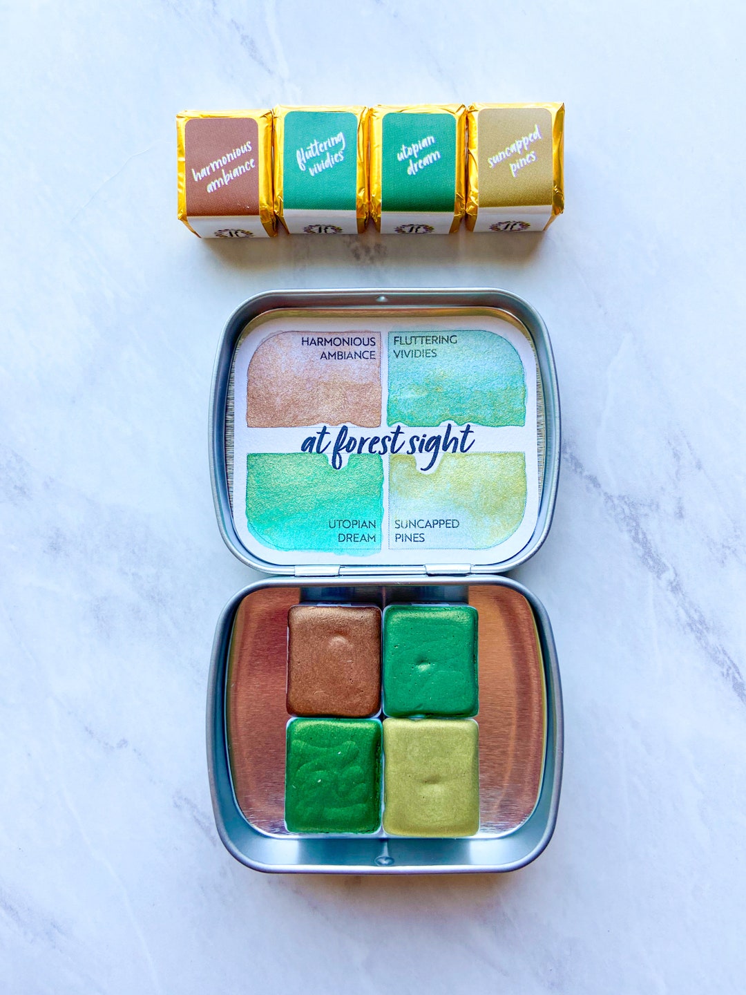 At Forest Sight Shimmering Watercolor Paint Set Half Pan, Full Pan, or ...