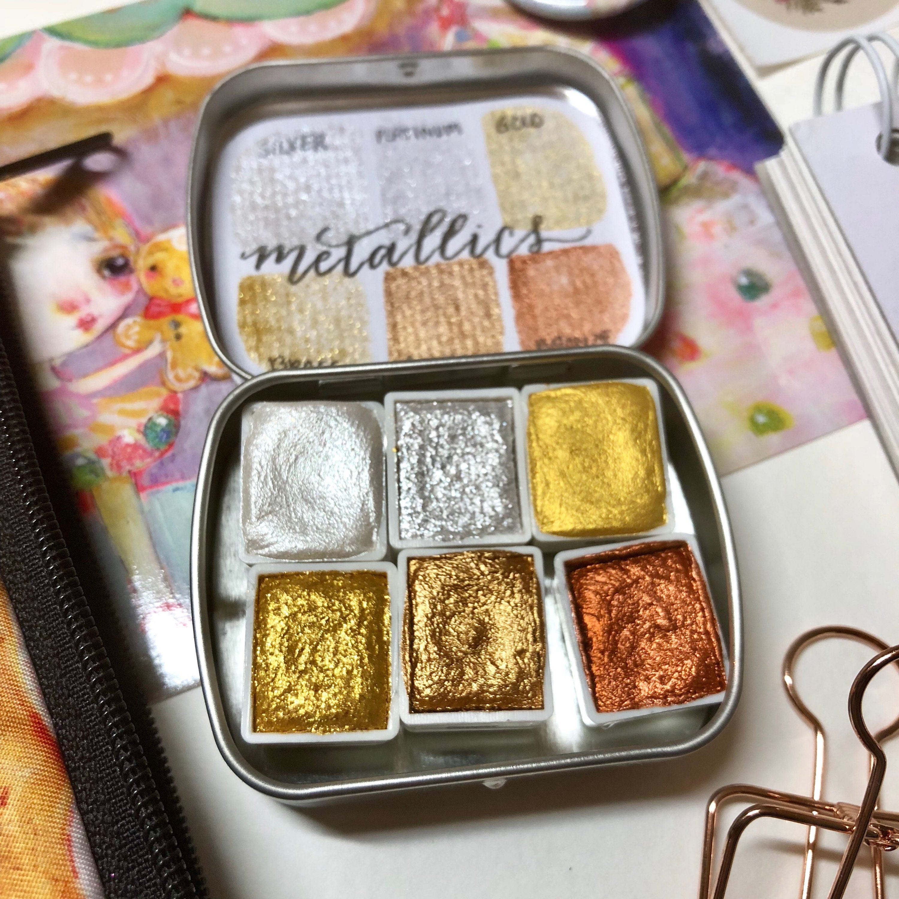 Shimmering Metallics Handmade Watercolor Paint Set 6 Color - Etsy