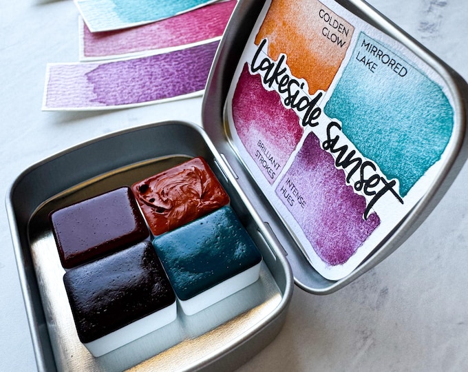 Matte Watercolor Paint Set: Lakeside Sunset - Handmade Artist Grade - Etsy