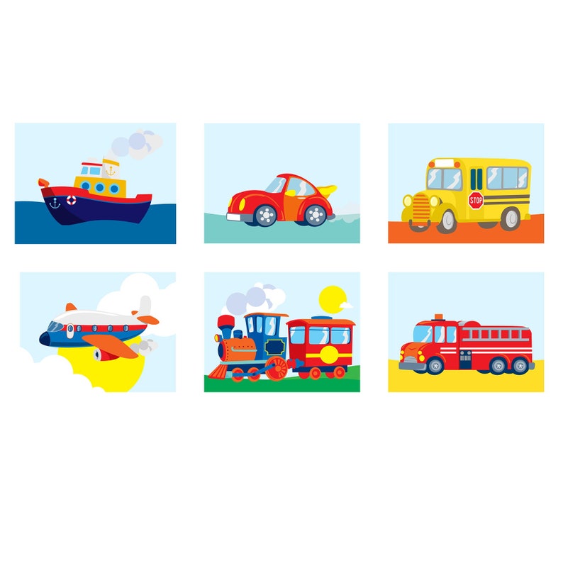 Vehicles Set Kids Room Decor Printable Transportation Kids - Etsy