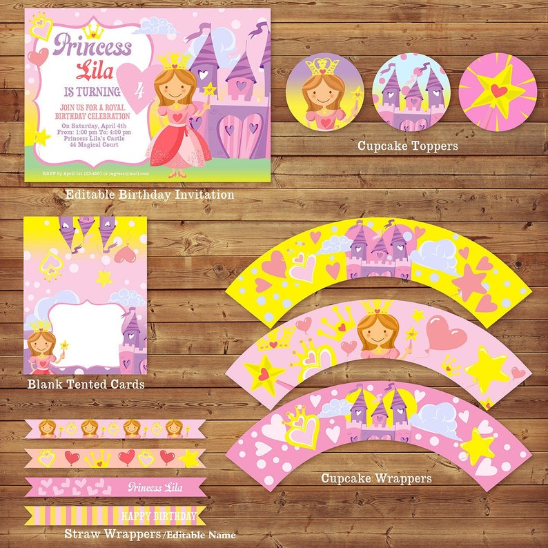 Princess PARTY PACKAGE Instant Download Editable Girls - Etsy