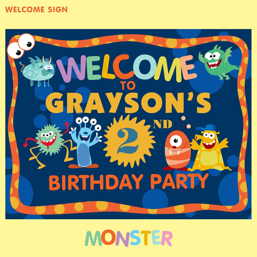 Monster Party WELCOME SIGN Printable Download, Monster Birthday Party ...