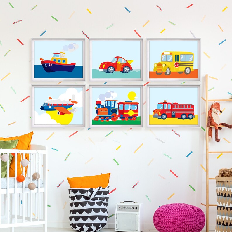 Vehicles Set Kids Room Decor Printable Transportation Kids - Etsy