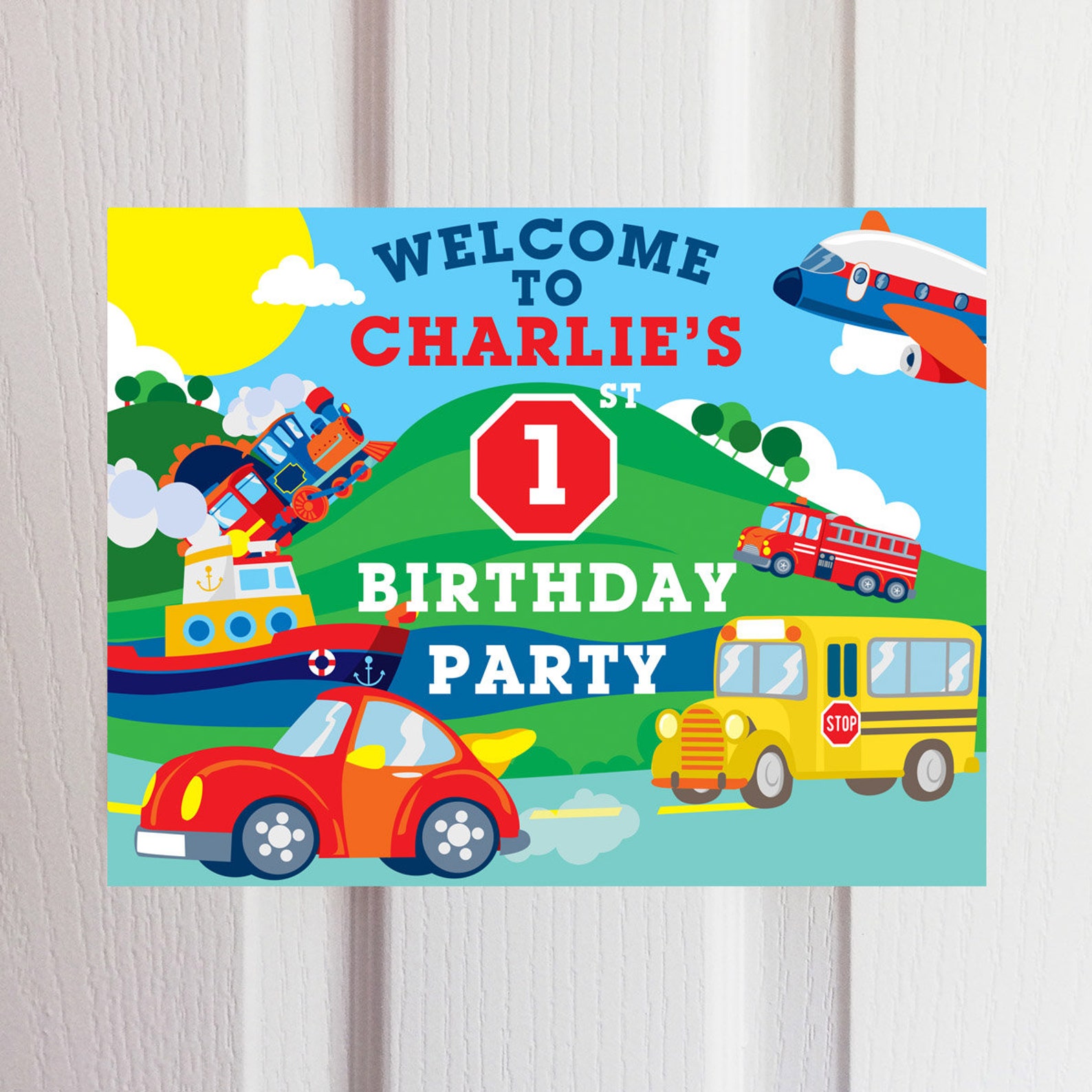 Transportation Birthday PARTY Printable Decoration, Self-editing ...