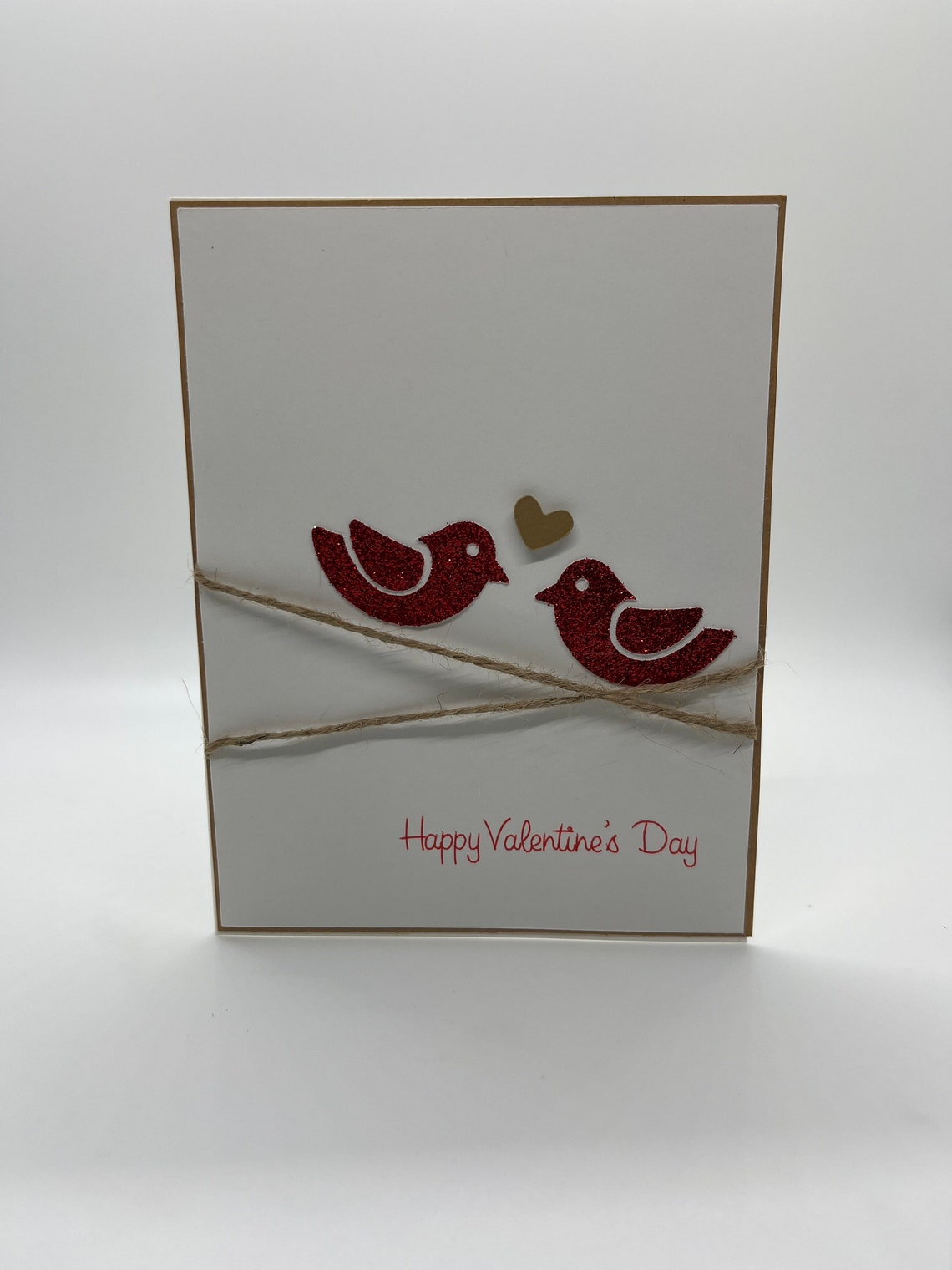 Handmade - Love Birds Valentine Card - Glitter and Twine - Personalized ...