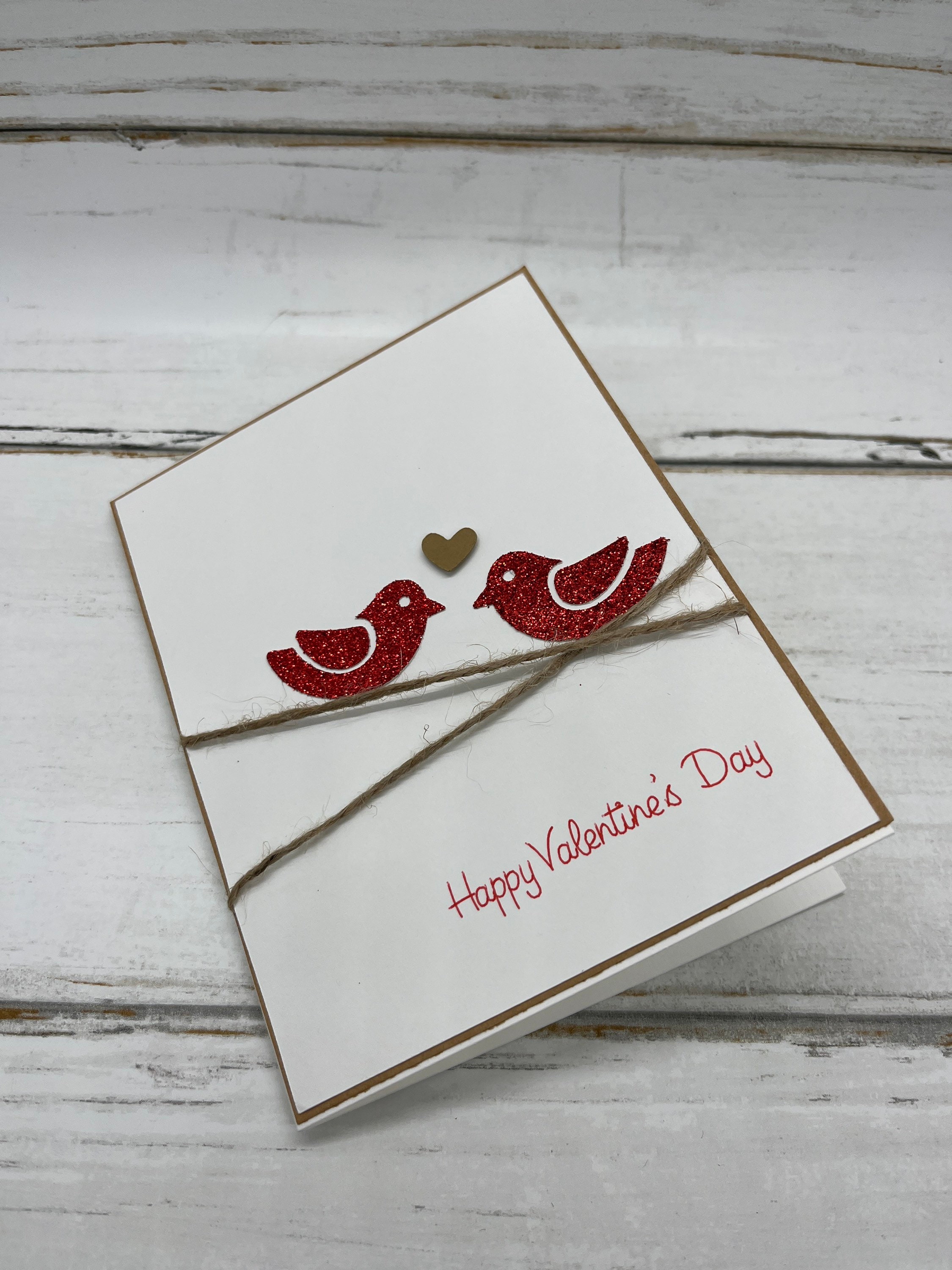 Handmade - Love Birds Valentine Card - Glitter and Twine - Personalized ...