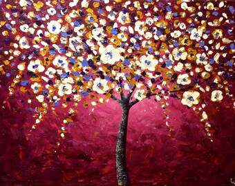 Purple tree painting | Etsy