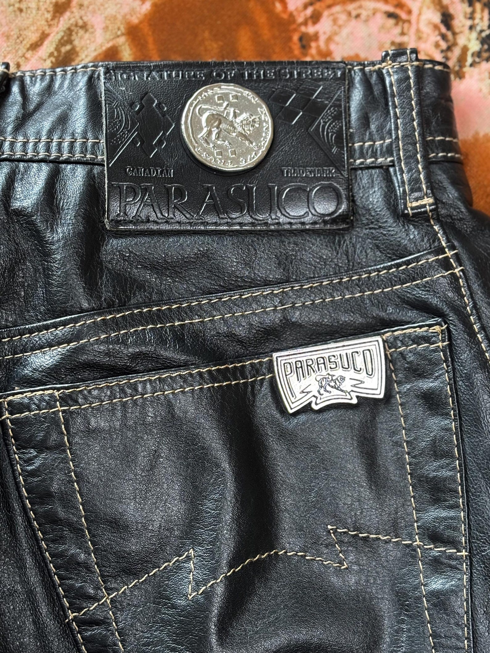 Vintage Parasuco Leather Pants 00s High Rise Boot Cut - Etsy