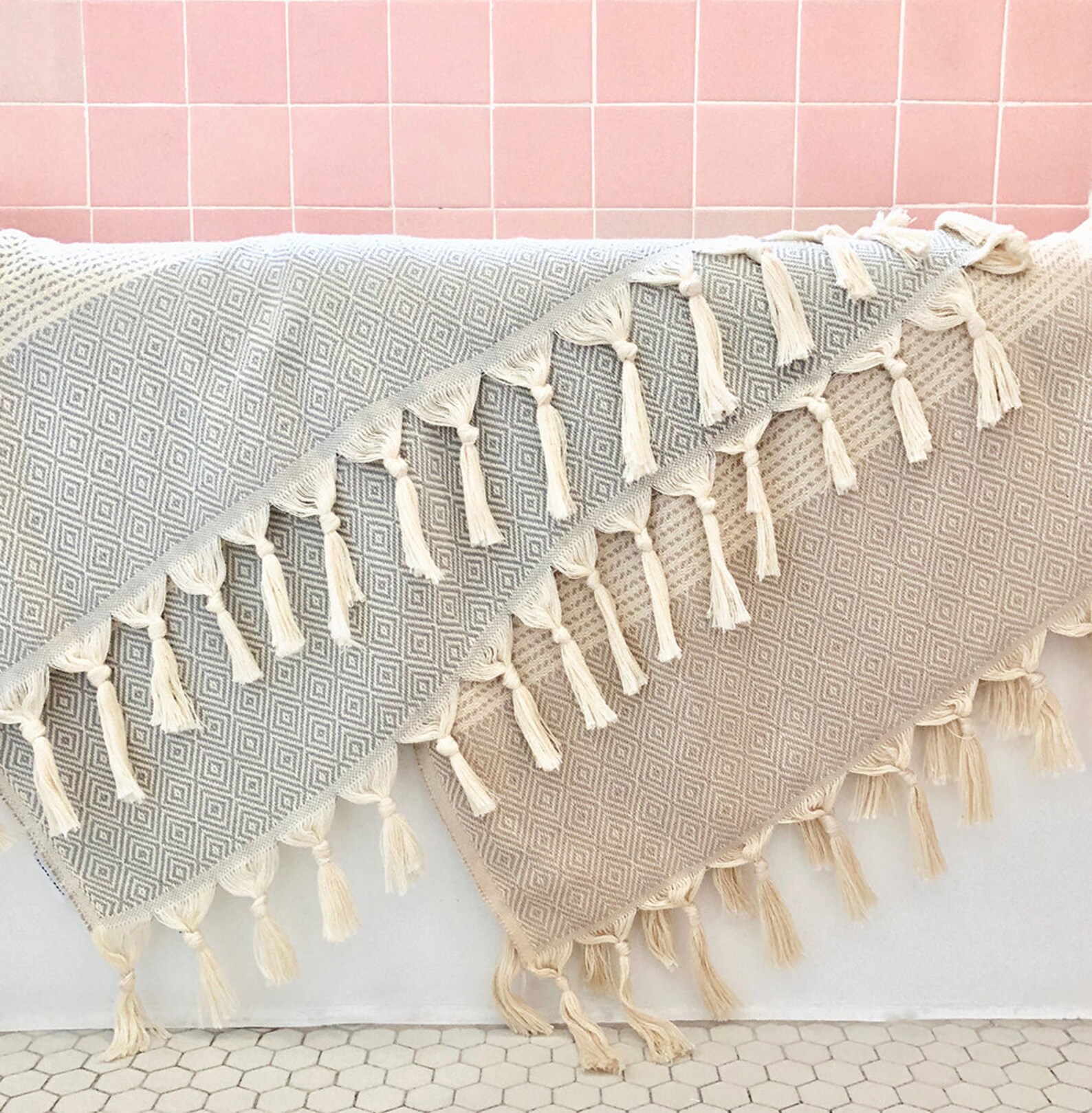 Diamond Striped Turkish Towels, Red Stripe Turkish Bath Towel, Beige ...