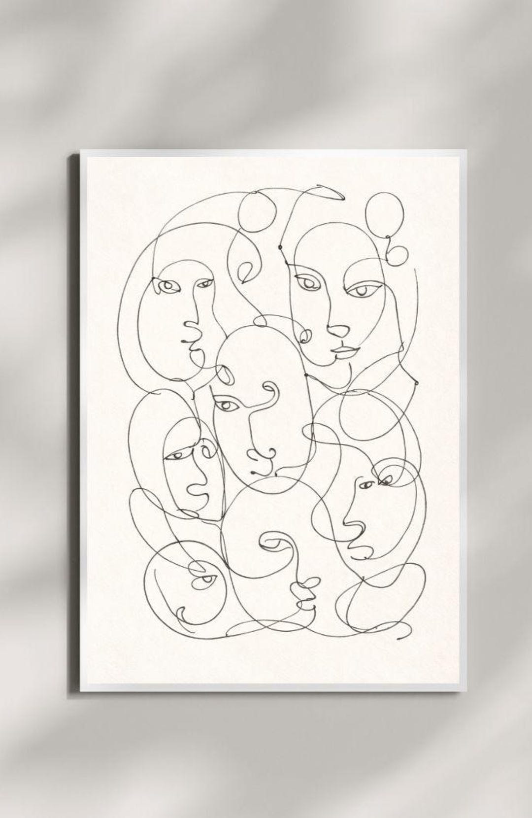 Abstract Faces Line Art Printable Poster, Continuous Line Drawing Wall ...