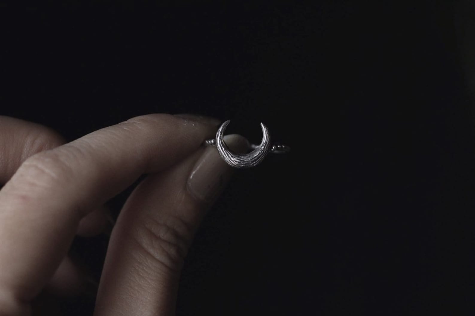 Hecate Crescent Moon & Sun Ring Set.oxidized Silverdark - Etsy