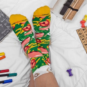 Pizza Socks Box 4 Pair Mix Seafood, Pepperoni, Italian Pizza Original ...