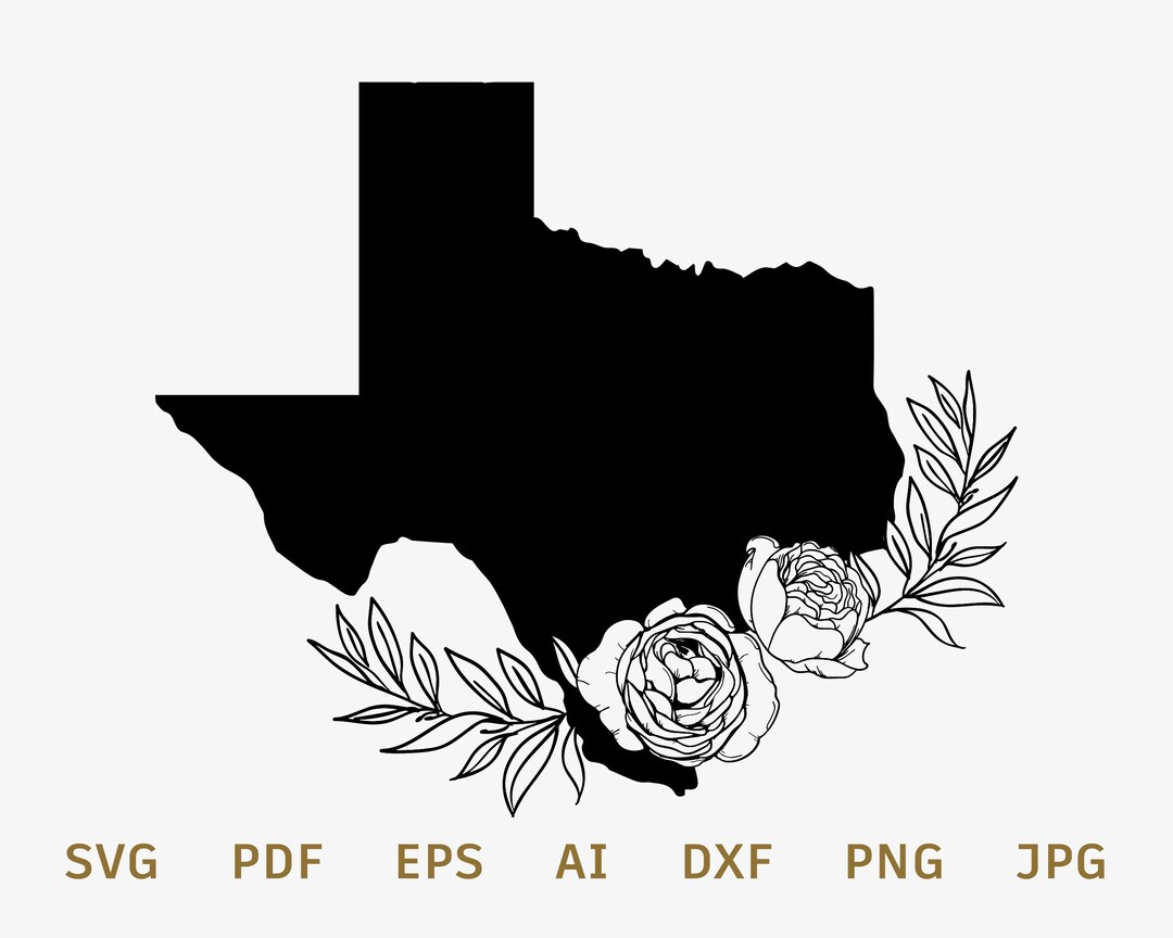 Texas Floral Art Design Beautiful Floral State Texas Logo - Etsy