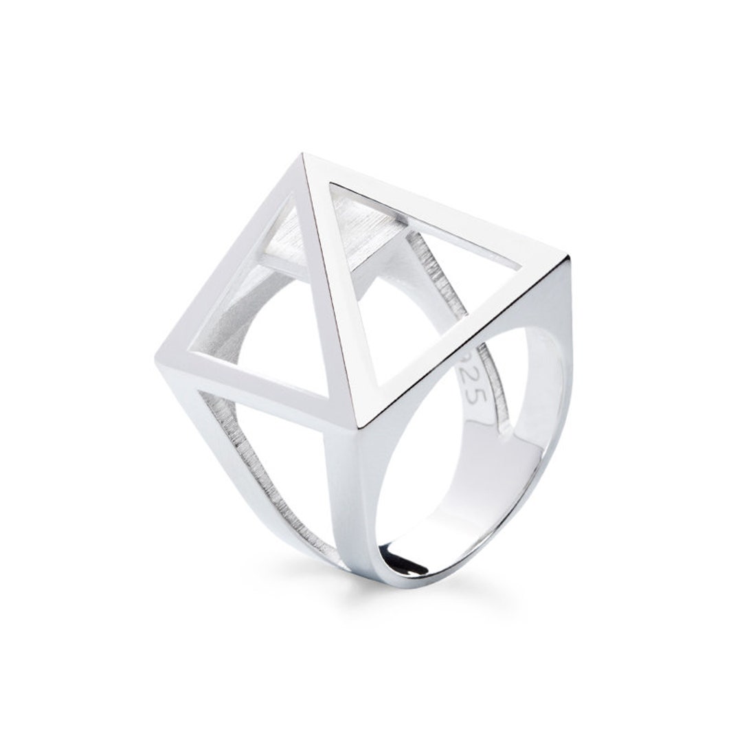 Anillo de plata arquitectónica, plata 925 impresa en 3D, anillo de ...