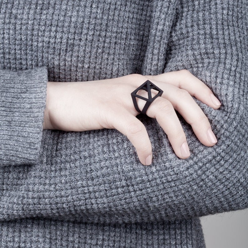 Black Pyramid Ring 3D Printed Jewelry Nylon Ring Light - Etsy